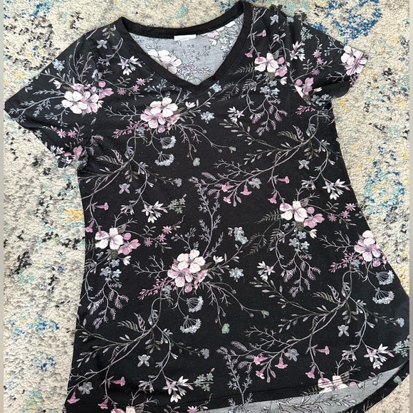 LuLaRoe | Tops | Lularoe V Neck Black Floral Shirt | Poshmark